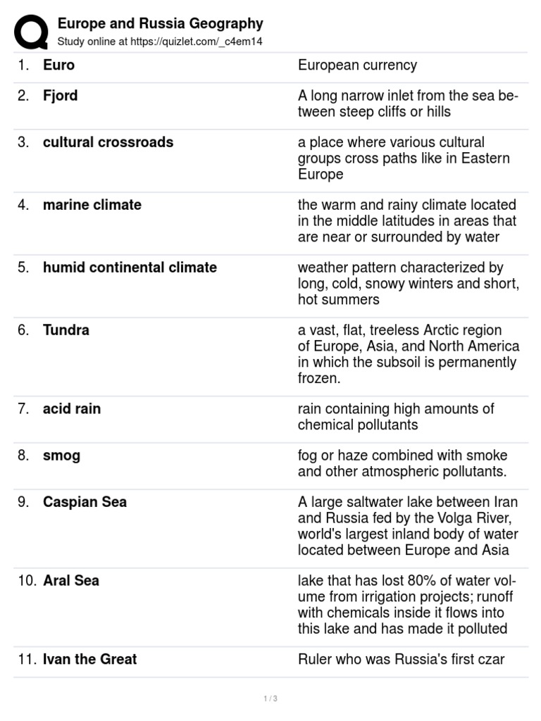 Europe and Russia Geography | PDF | Russia | World Politics