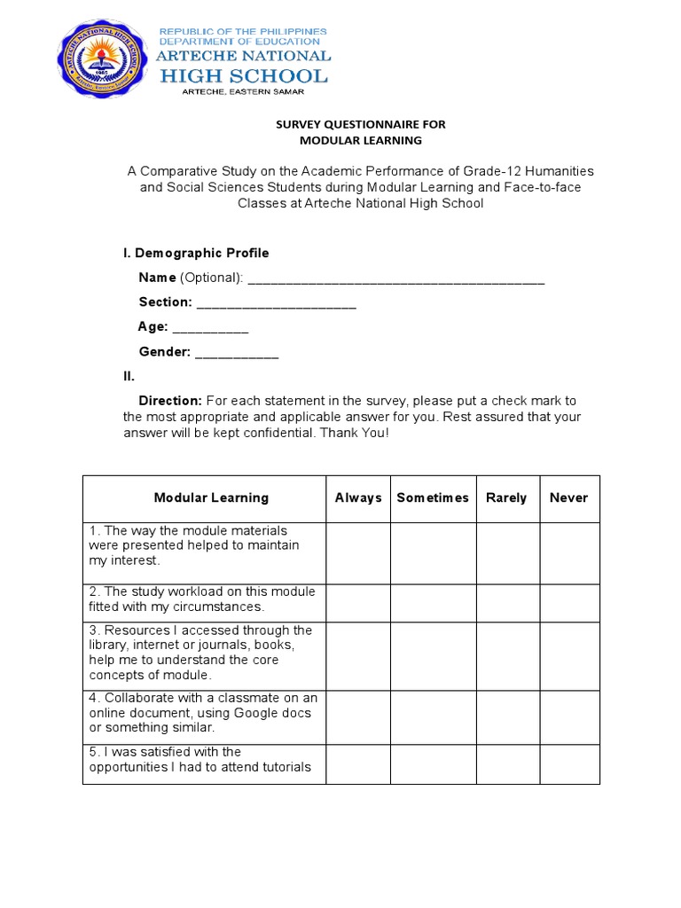 Survey compares modular and F2F learning | PDF | Teachers | Learning