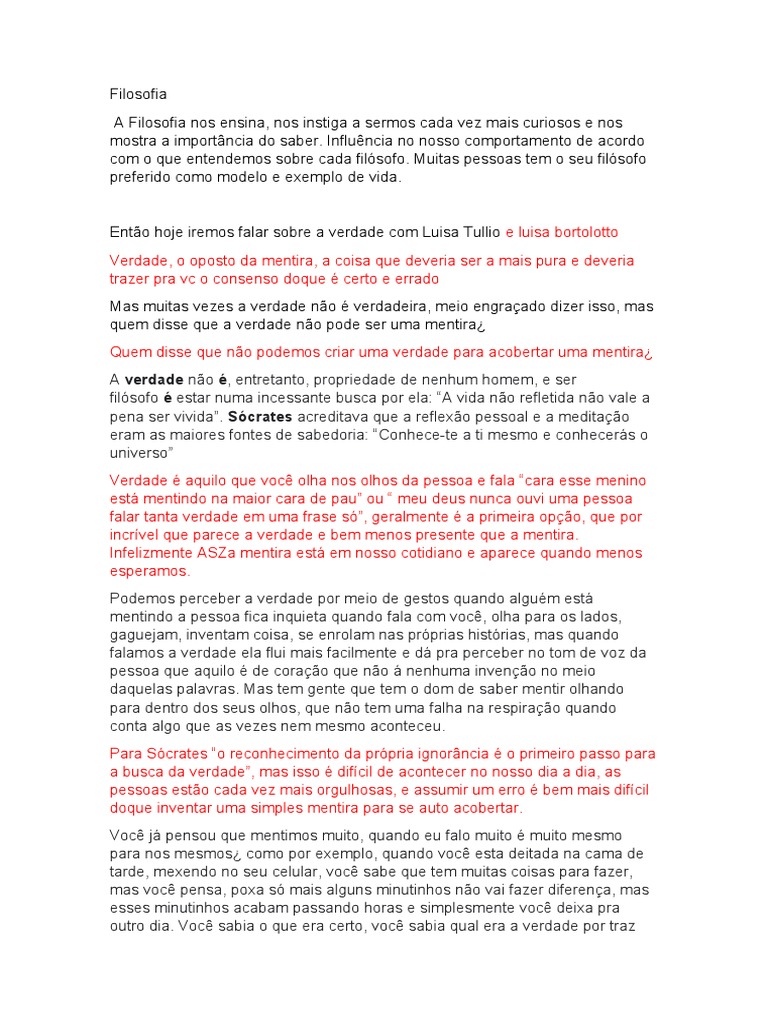 Filo | PDF | Verdade | Mentira