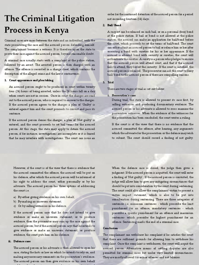 Criminal Litigation Process in Kenya | PDF | Bail | Plea