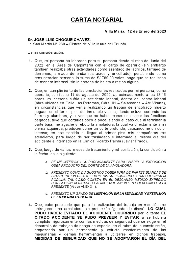 Carta Notarial - Empresa | PDF