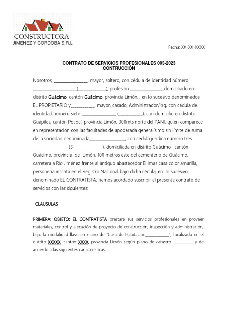 Machote Contrato | PDF