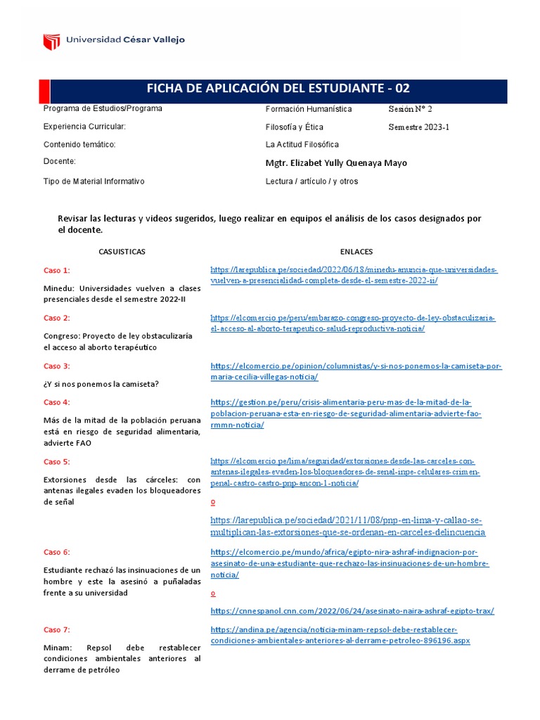 Ficha de Aplicación 02 - Filo | PDF
