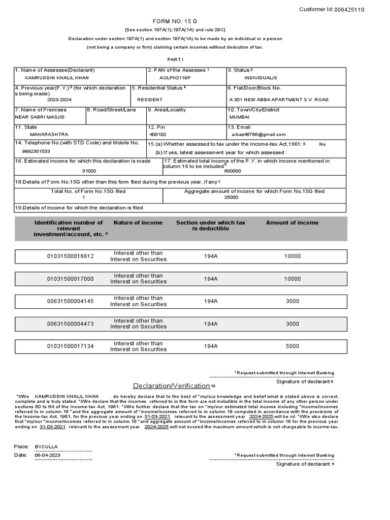 Declaration/Verification | PDF | Income Tax | Economies