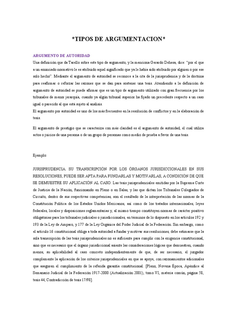 TIPOS DE ARGUMENTACIÓN | PDF | Caso de ley | Analogía