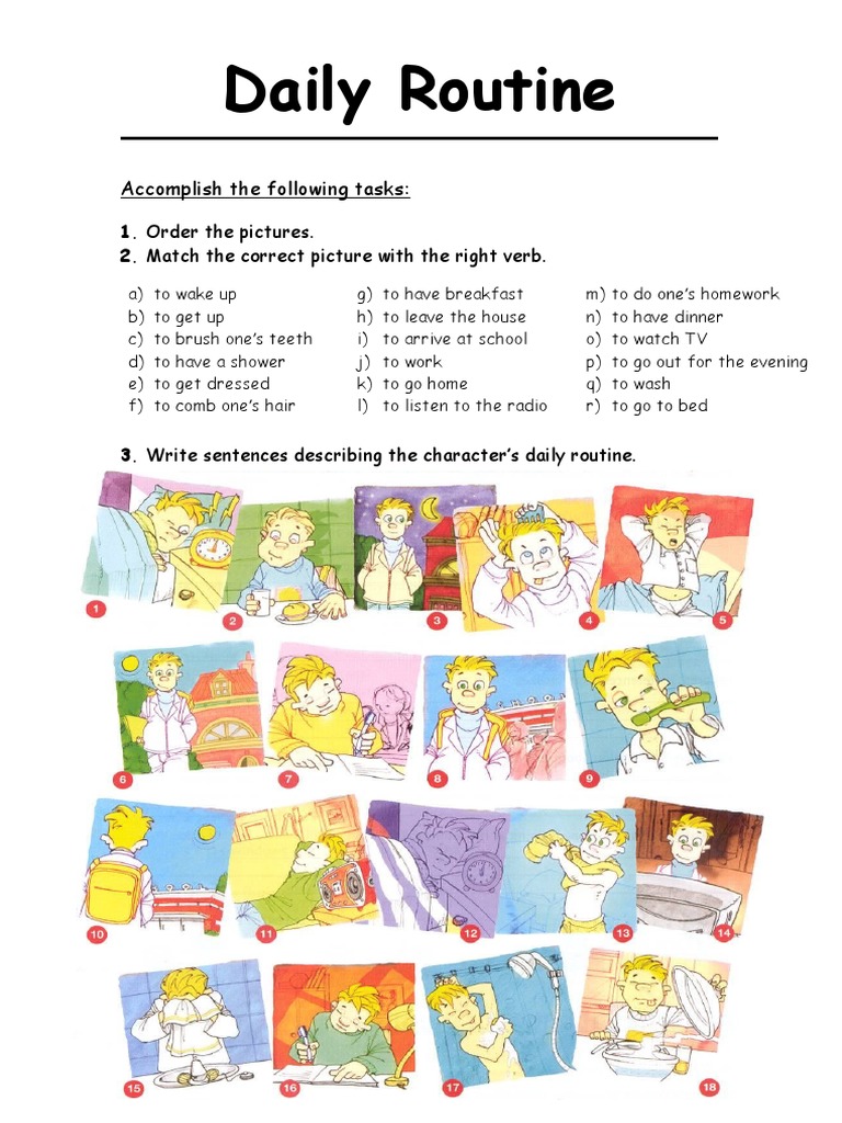 Daily Routine Activities Worksheet | PDF
