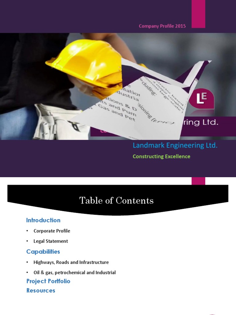 Landmark Engineering LTD.: Company Profile 2015 | PDF | Infrastructure | Road