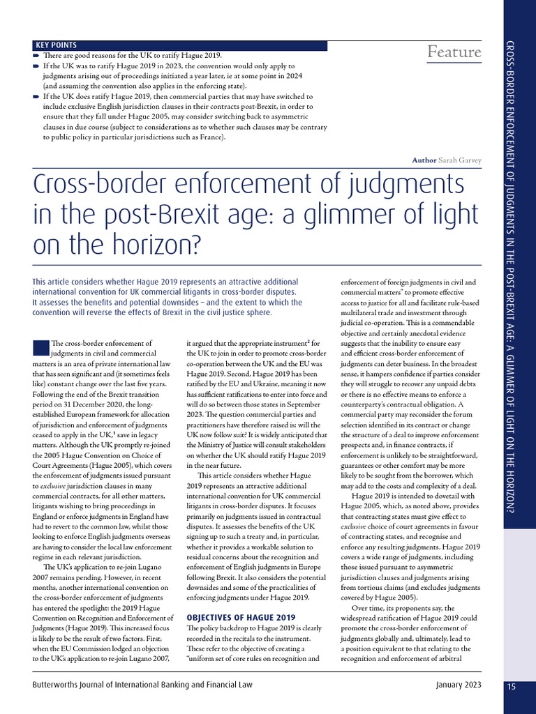Cross-Border Enforcement of Judgments in The | PDF | Jurisdiction ...