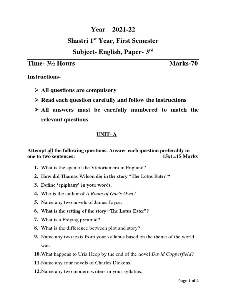 3rd Paper English FS | PDF | David Copperfield | Charles Dickens