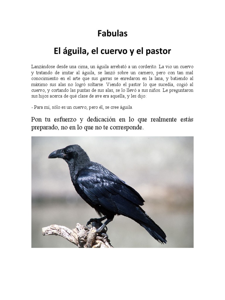 Fabulas El Águila, El Cuervo y El Pastor | PDF | Pollo | Caza
