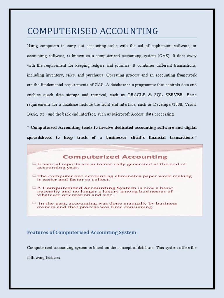 Computerised Accounting | PDF | Databases | Software