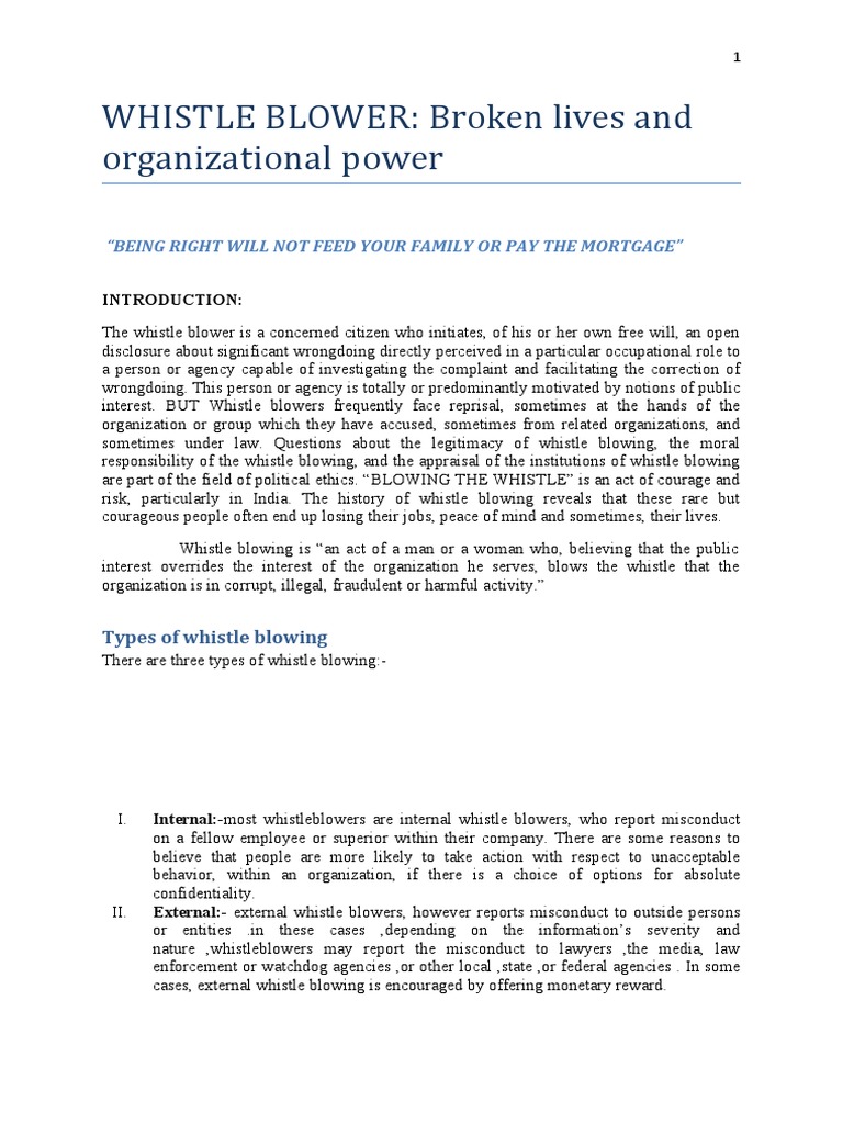 Whistle Blower | PDF | Whistleblower | Government