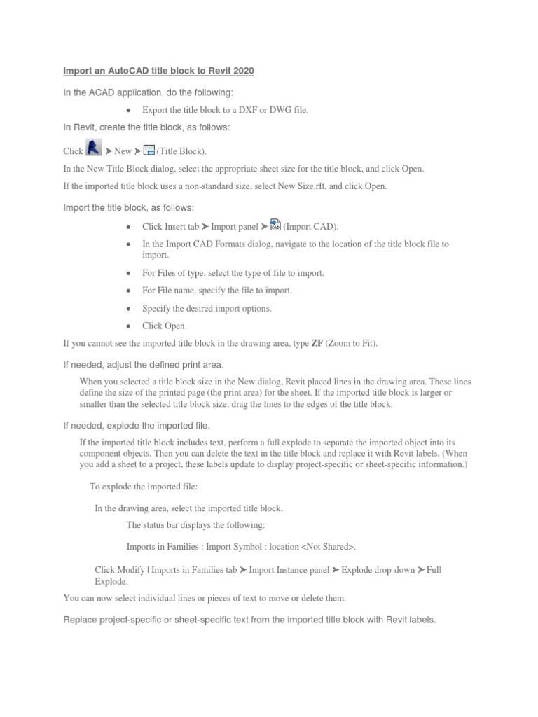 Importing AutoCAD Title Blocks to Revit | PDF | Autodesk Revit ...
