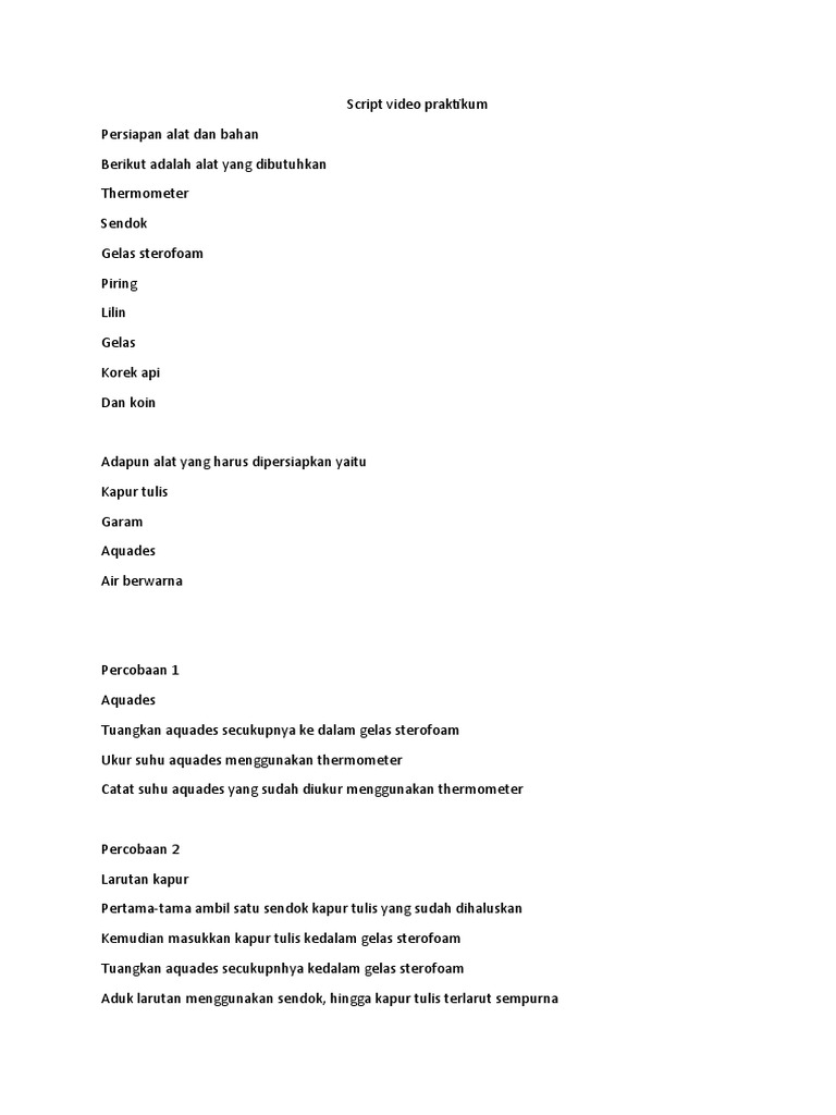 Script Video Praktikum | PDF
