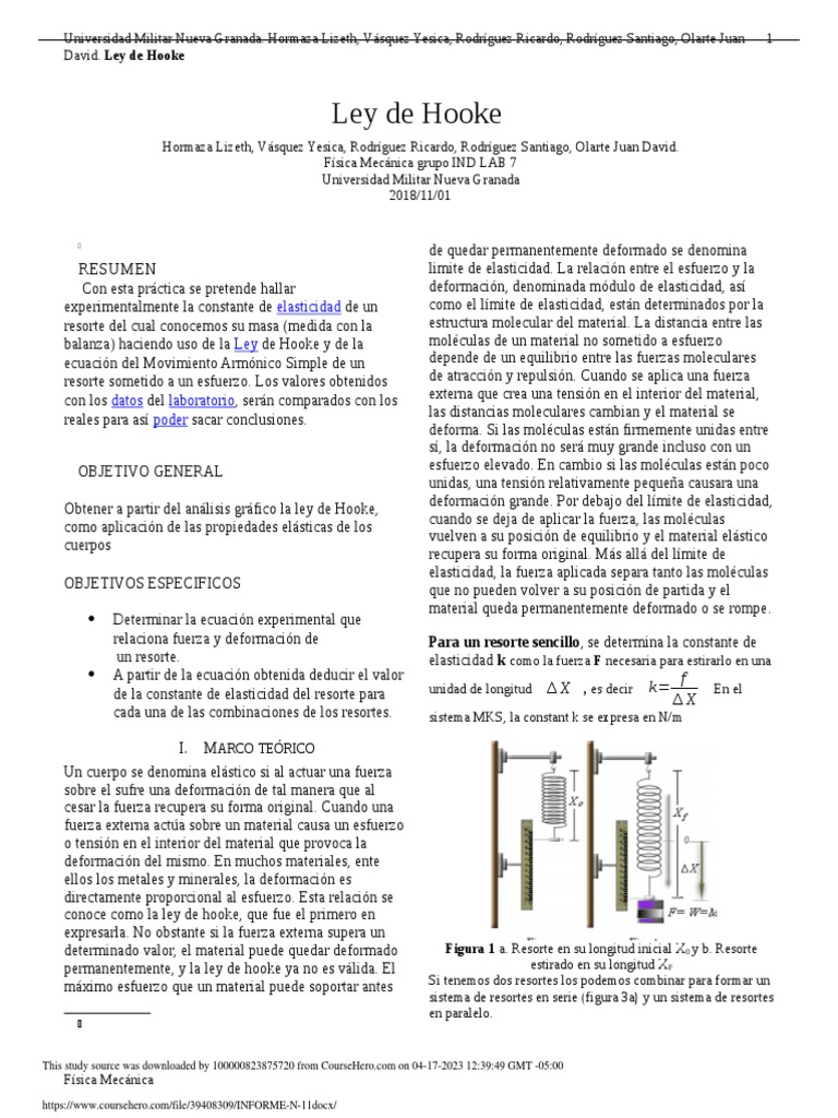 Informe N 11 | PDF | Deformación (ingeniería) | Elasticidad (Física)