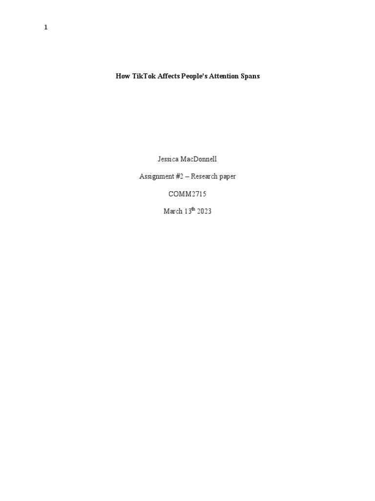 TikTok's Impact on Attention Spans | PDF