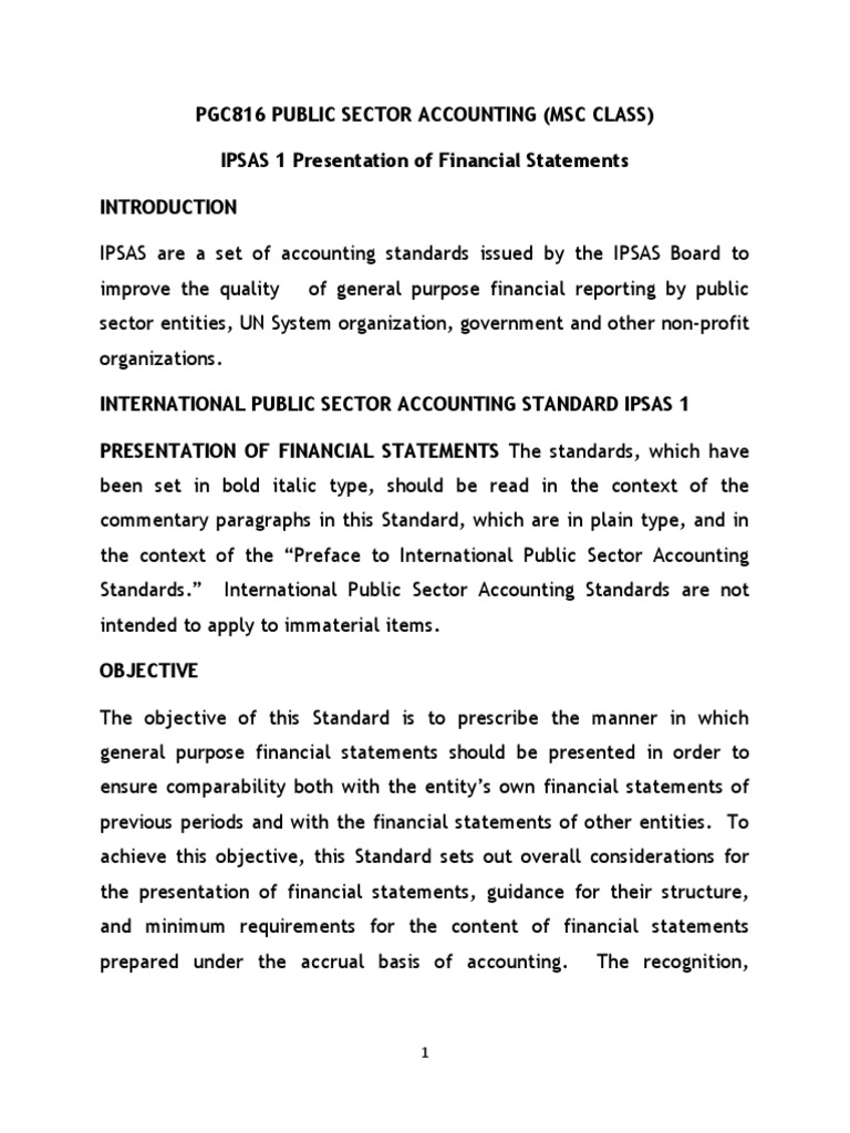 Ipsas 1 Note | PDF | Financial Statement | Balance Sheet