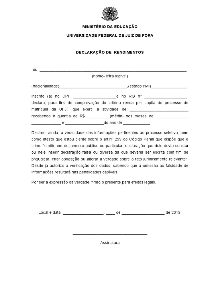 Declaração de Rendimentos | PDF