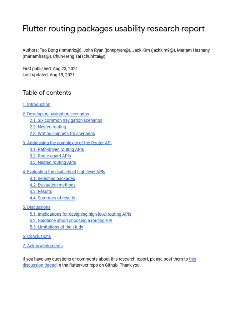 Flutter Routing Packages Usability Research Report | PDF | Usability | Parameter (Computer ...