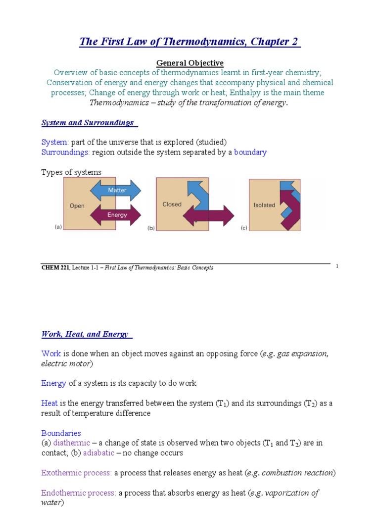 The First Law of Thermodynamics, Chapter 2 | PDF | Heat | Molecules