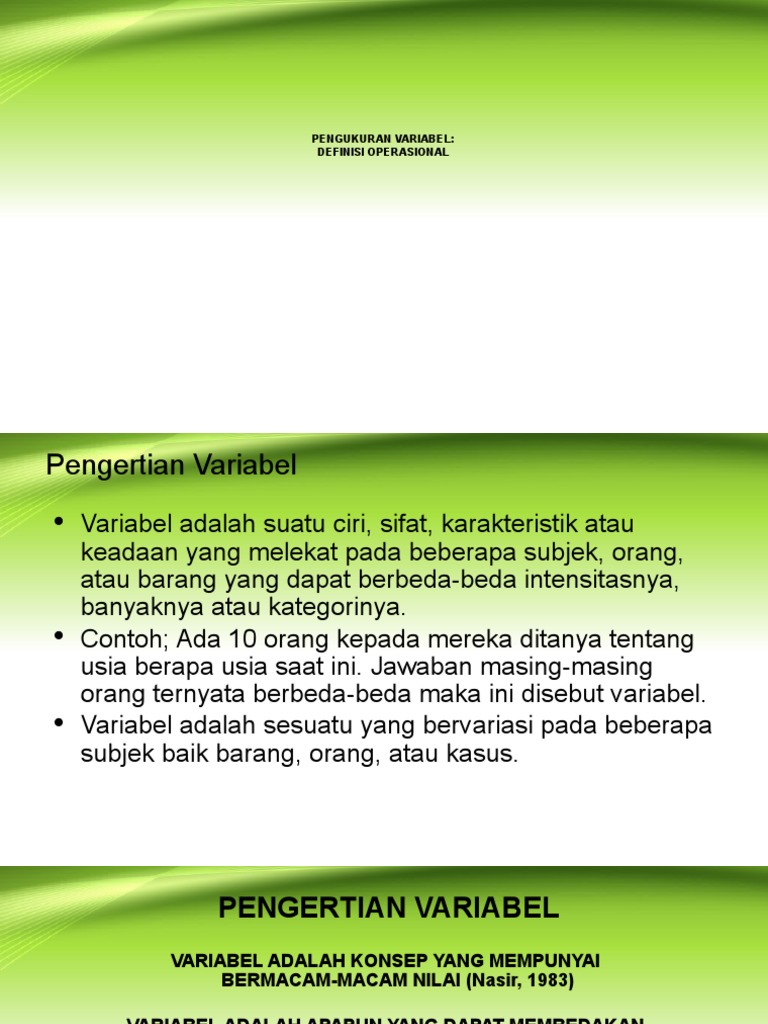 Definisi dan Pengukuran Variabel | PDF | Pengembangan Diri | Sains ...