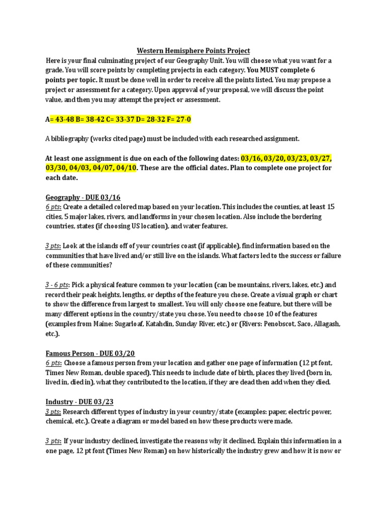 Western Hemisphere Geography Project Guide | PDF | Climate | Nature