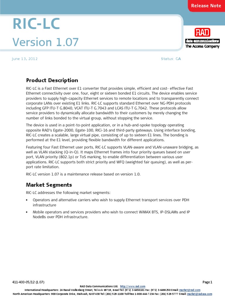 RIC-LC 1.07 RN | PDF | Ethernet | Network Topology