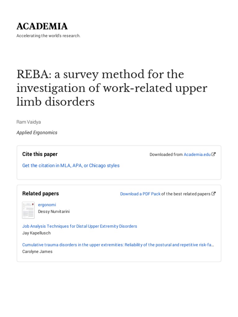 RULA: Rapid Upper Limb Assessment Tool | PDF | Anatomical Terms Of ...
