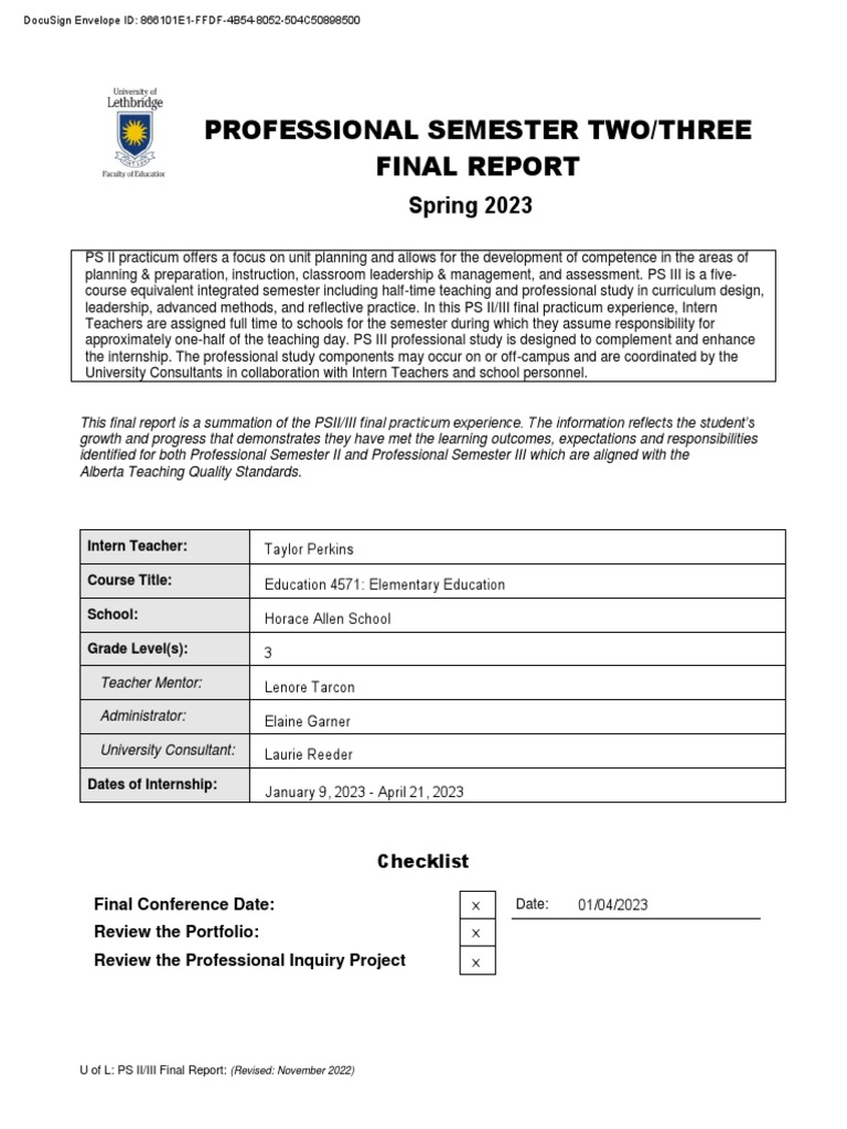 ps2 3 Final Report | PDF | Teachers | Mentorship