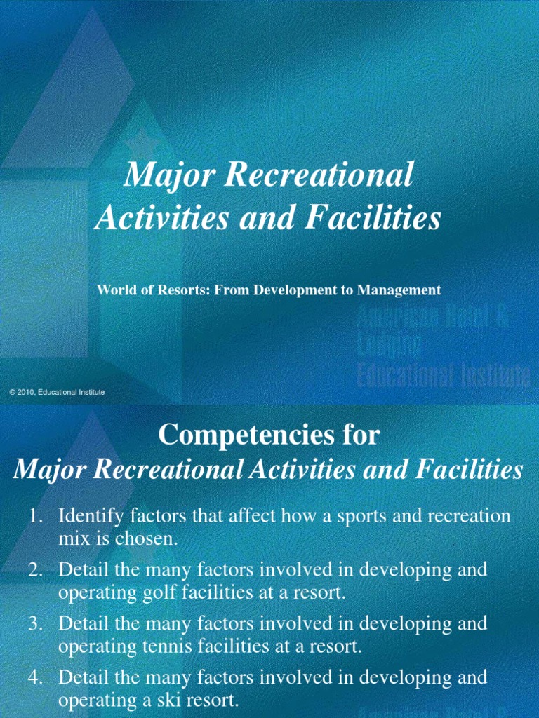 Resort Operations Major Recreational Activities and Facilities | PDF ...