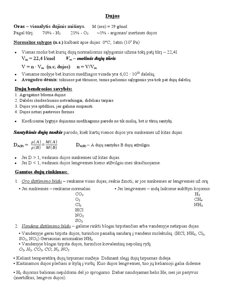 Chemija 10 Klasė - DUJOS | PDF