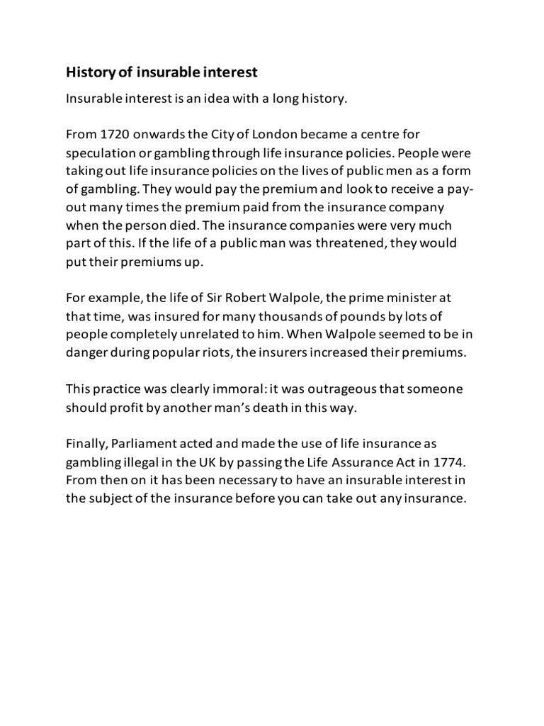 History of Insurable Interest | PDF | History