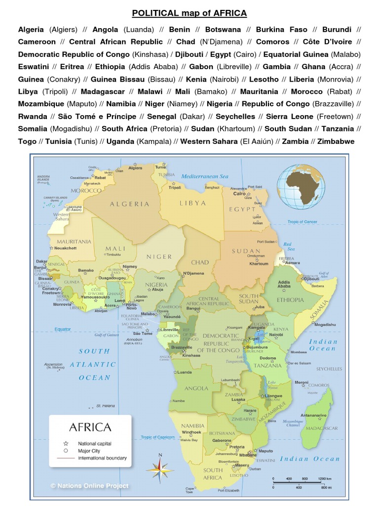 Political Map of Africa with Capitals | PDF | Politics | Social Science