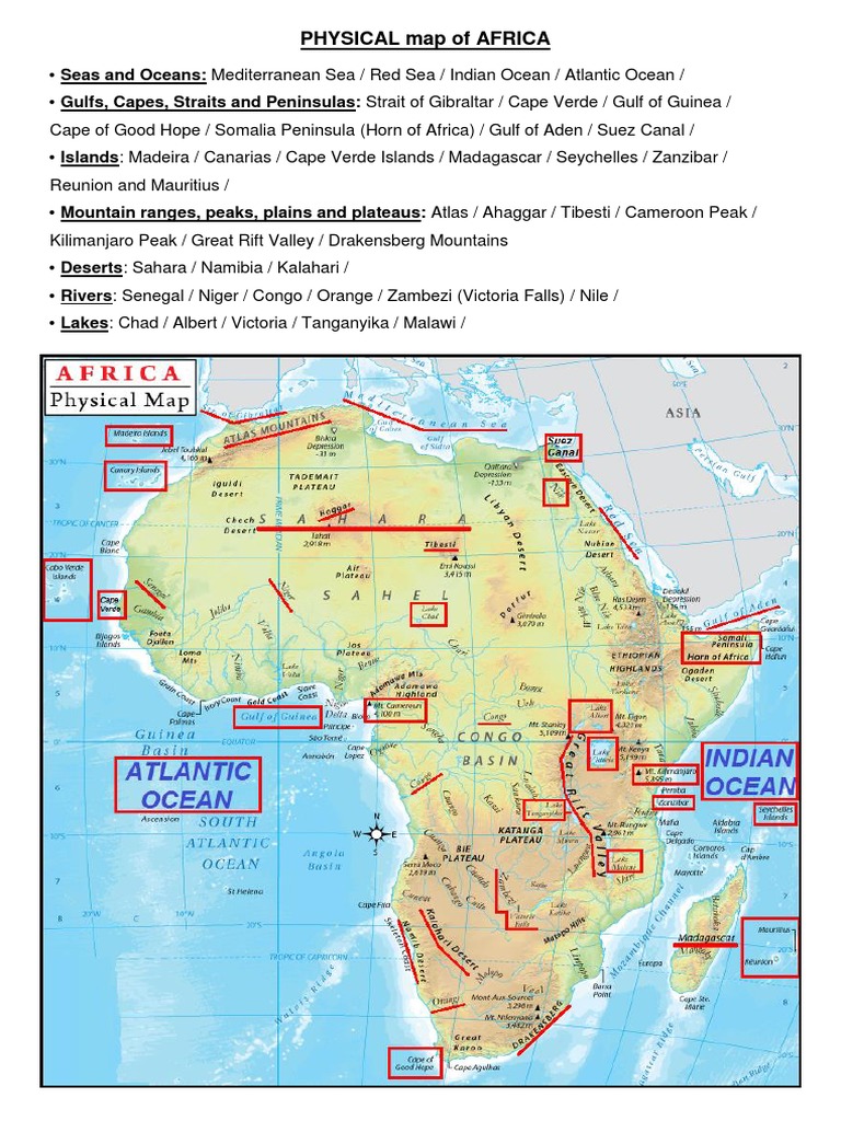 Africa Physical Features Map | PDF