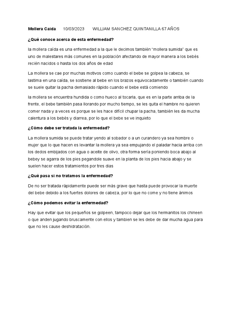 Síntomas y tratamiento de la mollera caída | PDF | Relaciones ...