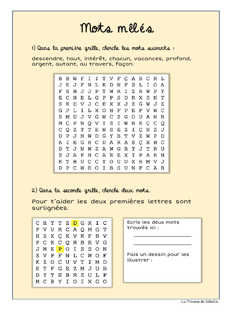Grille Mots Meles Poisson Davril | PDF