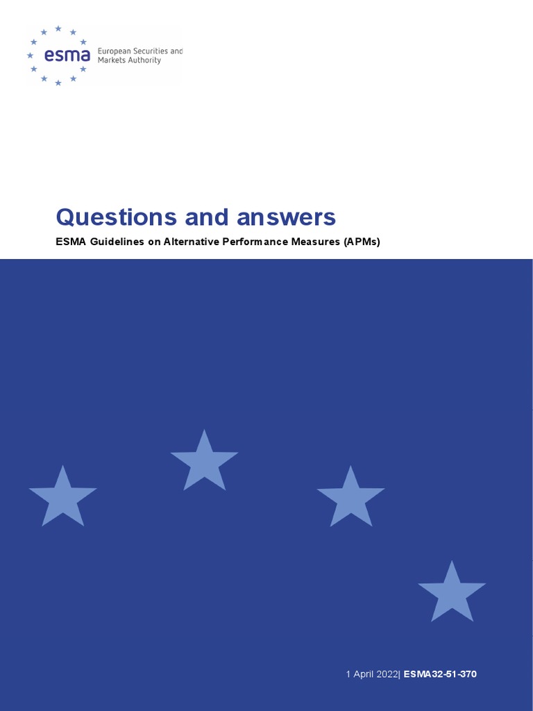 Esma32-51-370 Qas On Esma Guidelines On Apms | PDF | International ...