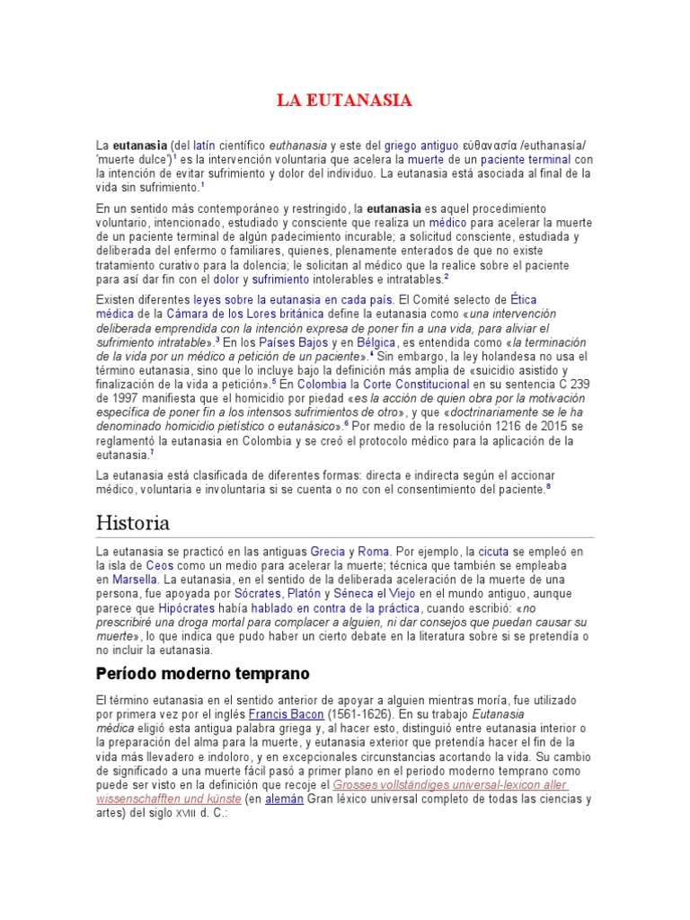 La Eutanasia | PDF | Medicina
