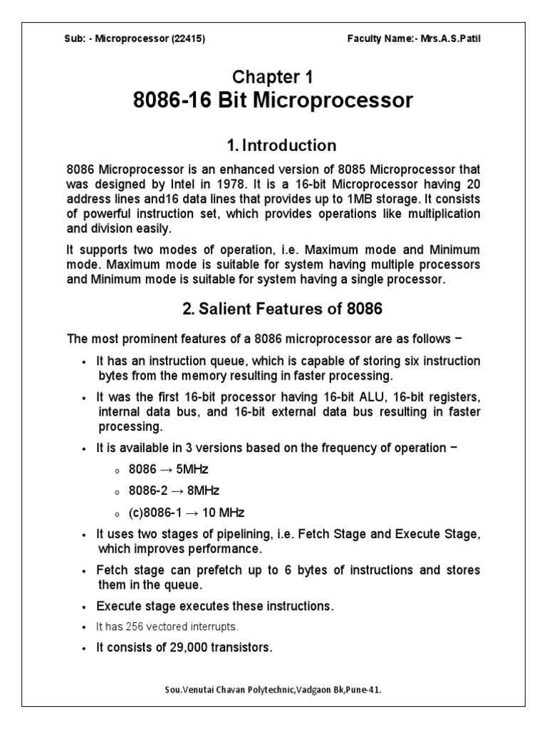8086 MIC - Unit 1 - Notes | PDF | Central Processing Unit | Integrated ... 8086 MIC - Unit 1 - Notes | PDF | Central Processing Unit | Integrated ...
