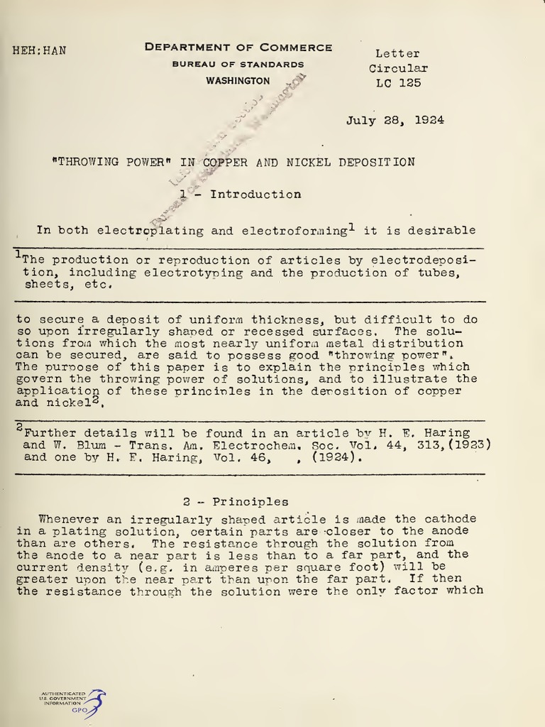 Cu and Ni Depostion Throwing Power | PDF | Cathode | Anode