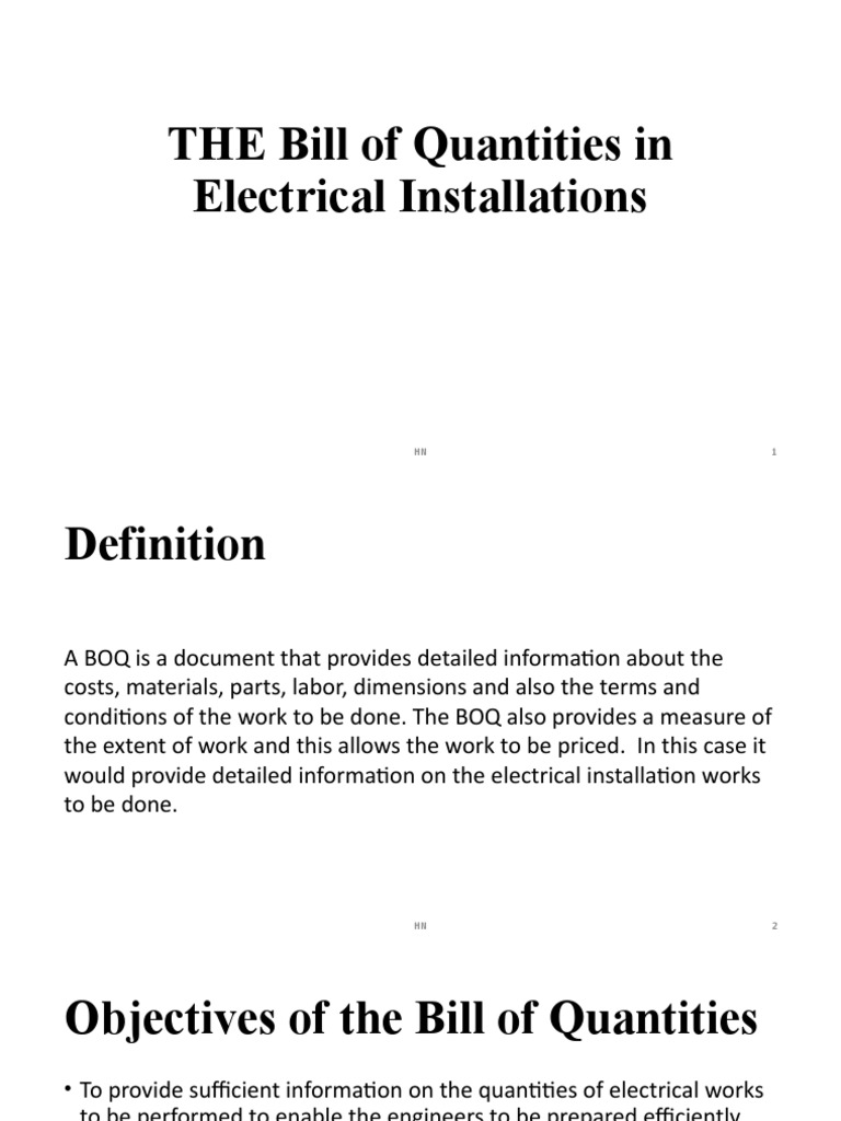 Electrical Bill of Quantities Overview | PDF | Metrology