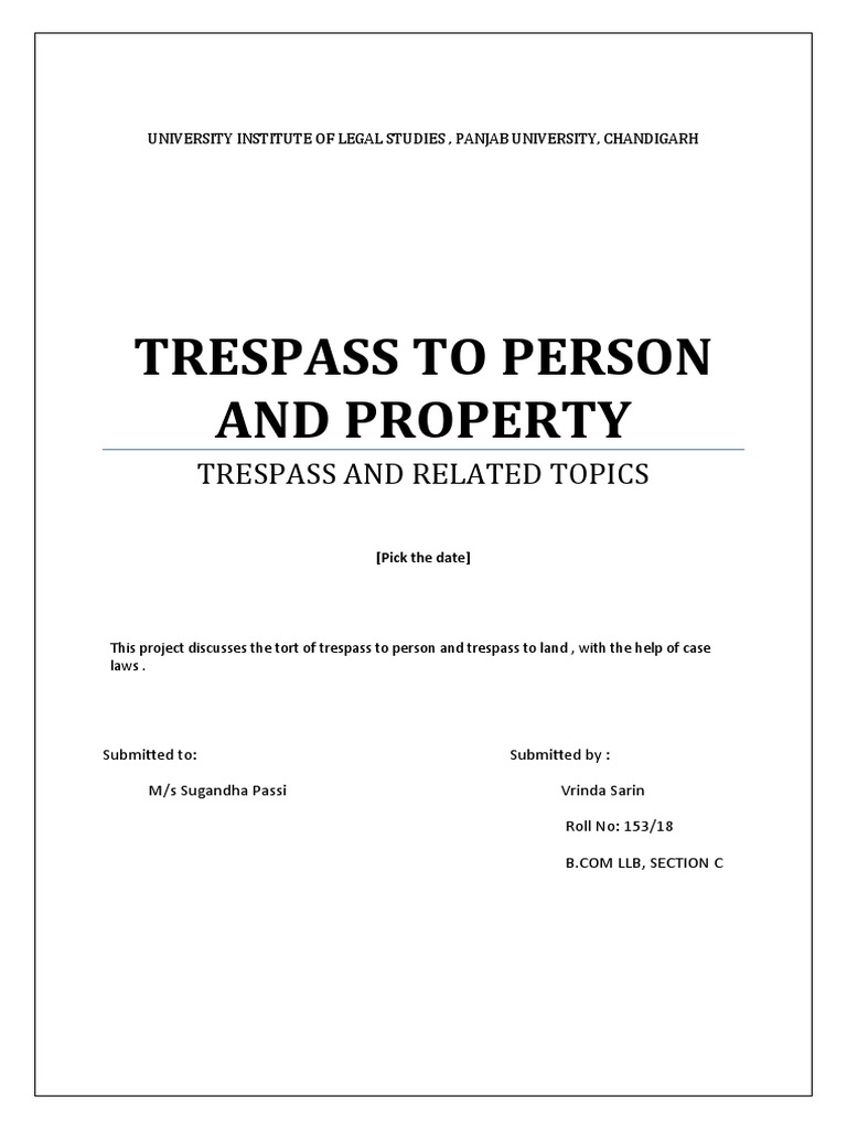Trespass to Land and Related Topics | PDF | Damages | Trespass