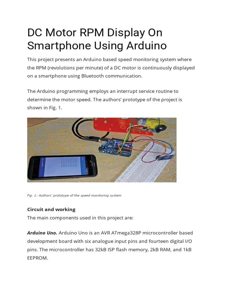 Dc Motor Rpm Display On Smartphone Using Arduino Pdf Arduino Microcontroller