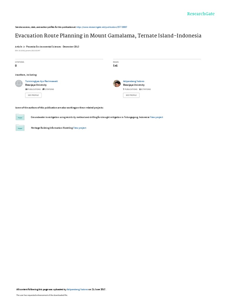 Evacuation Route Planning in Mount Gamalama Ternat | PDF | Volcano ...