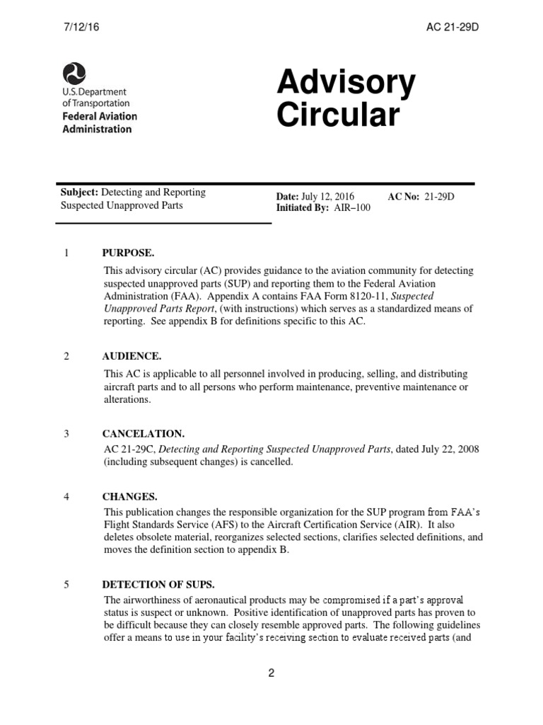 Advisory Circular: Subject: Detecting and Reporting | Download Free PDF ...