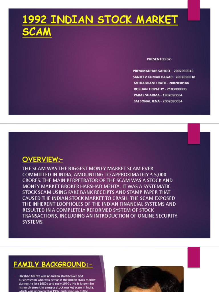 1992 Indian Stock Market Scam Overview | PDF | Equity Securities ...