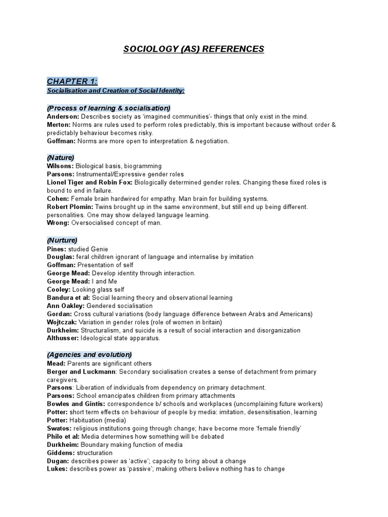 Sociology References | PDF | Socialization | Family