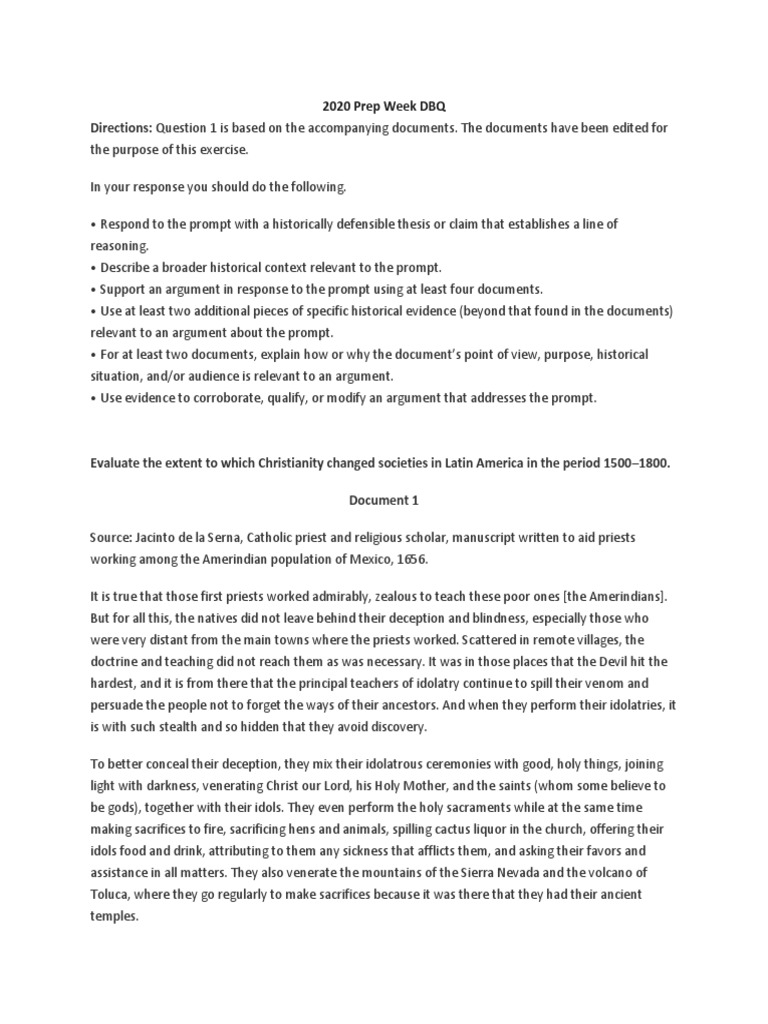 DBQ Christianity in Latin America | PDF | Sacrifice | Idolatry