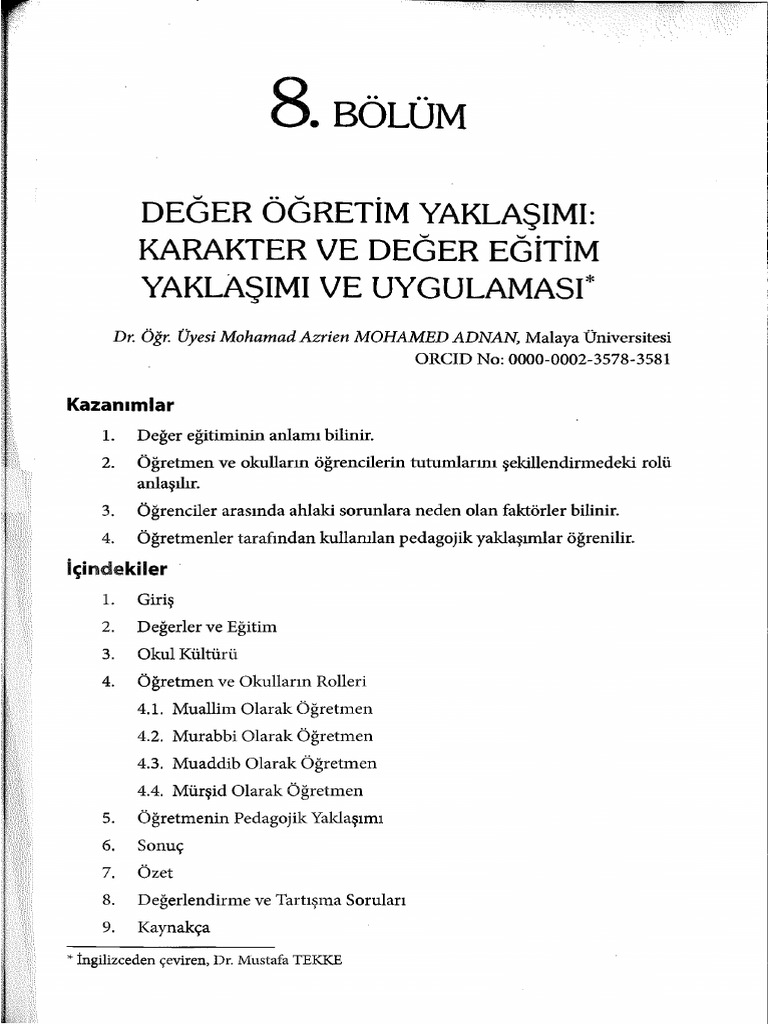 Hafta Deger Ogretim Yaklasimi | PDF