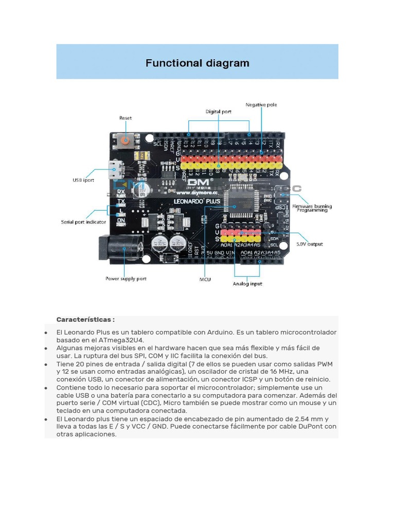 Características Arduino Leonardo Plus | PDF